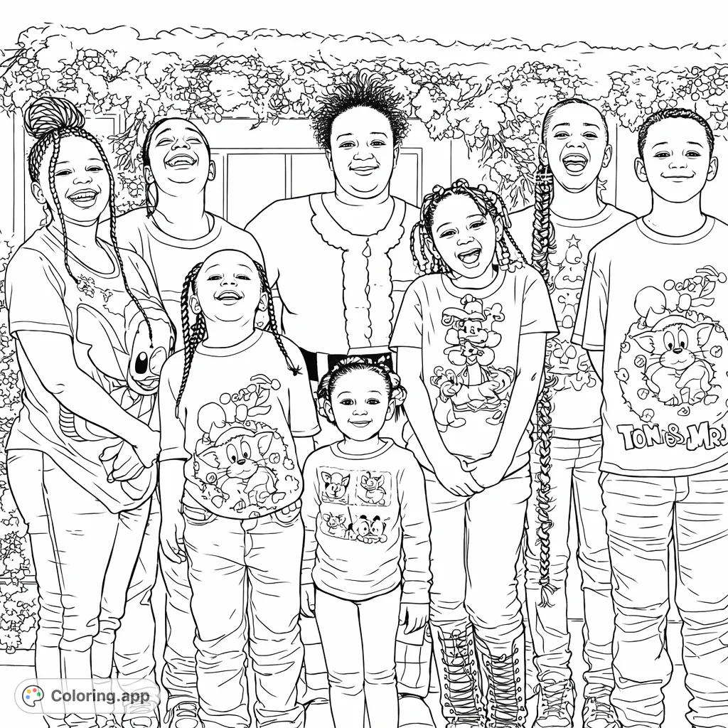 Joyful Family Holiday Portrait - Coloring.app