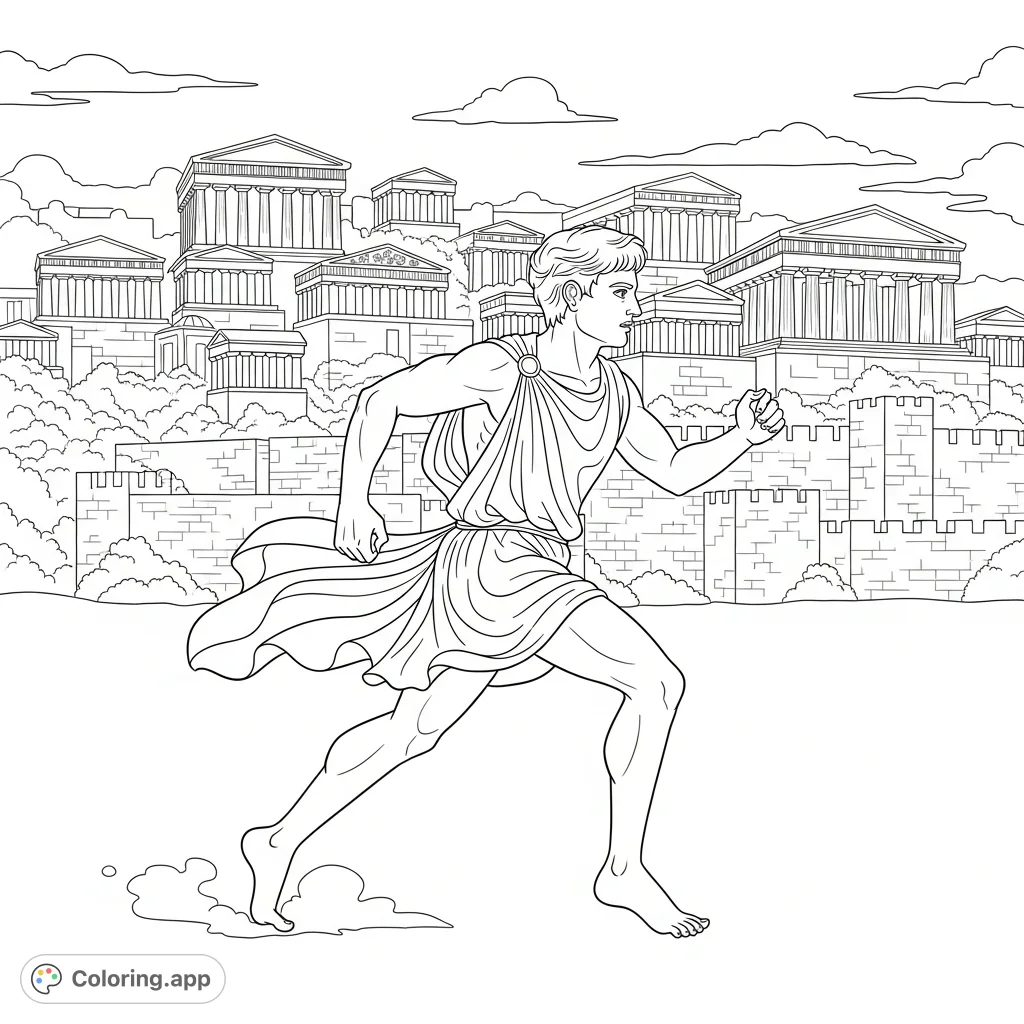 Ancient Greek Messenger's Run - Coloring.app