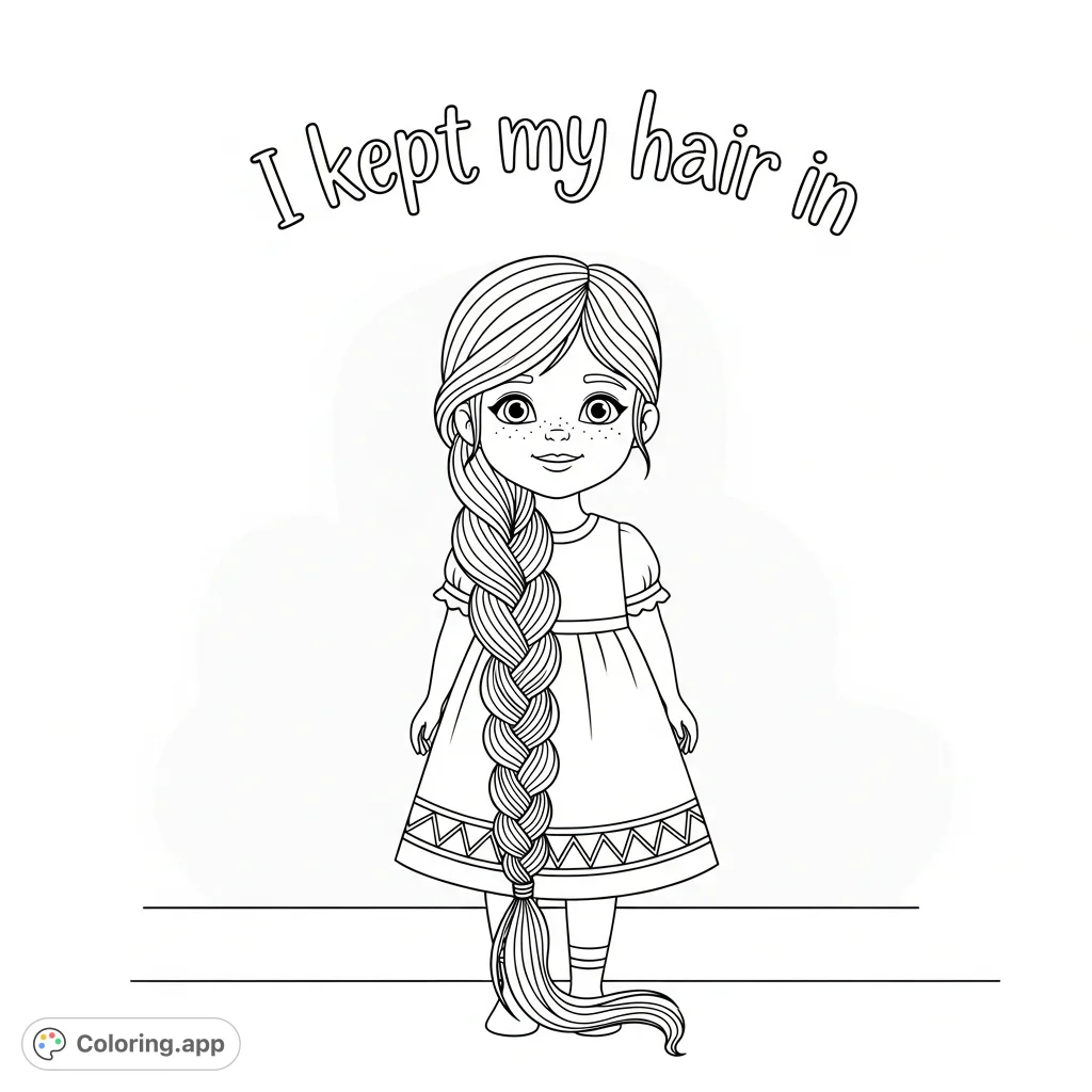 Girl with Braided Hair - Coloring.app