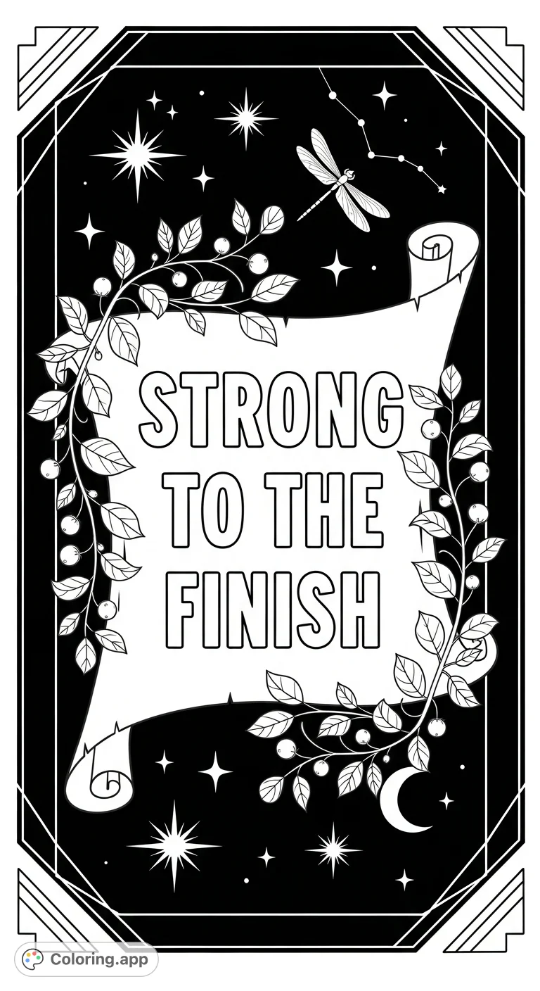 Strong To The Finish Motivation - Coloring.app