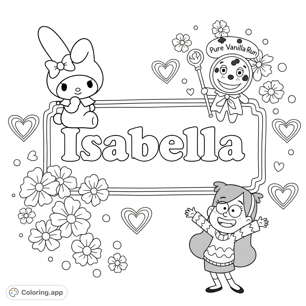 Isabella's Character Name Sign - Coloring.app