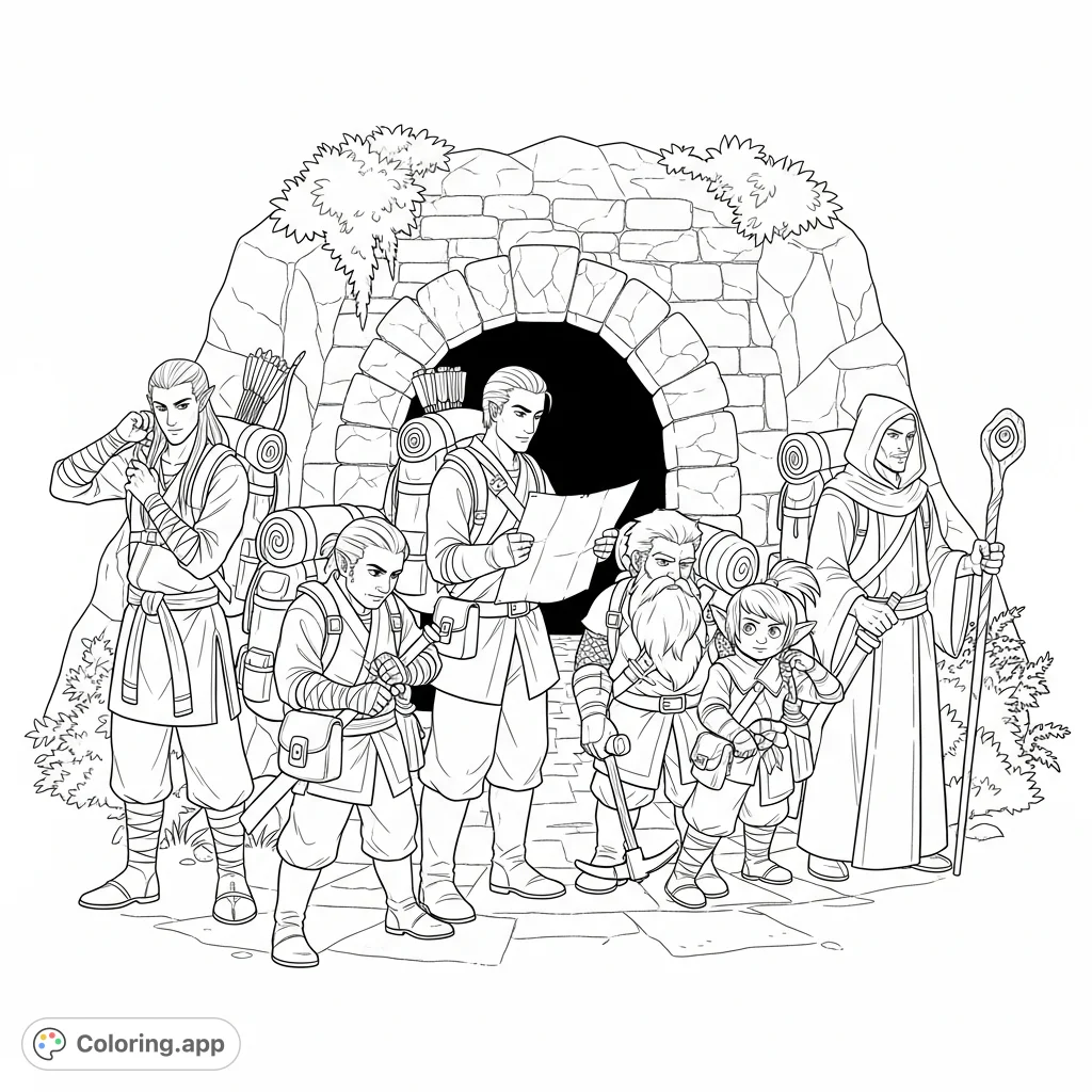 Dungeon Party Gathers - Coloring.app