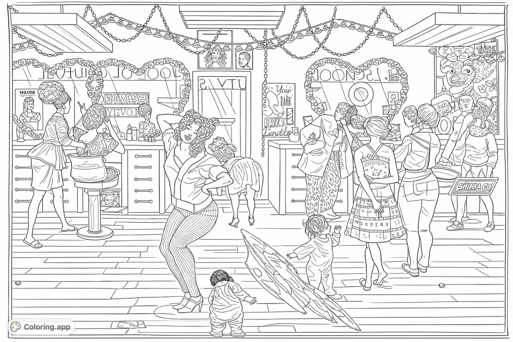 Lively Hair Salon Scene - Coloring.app