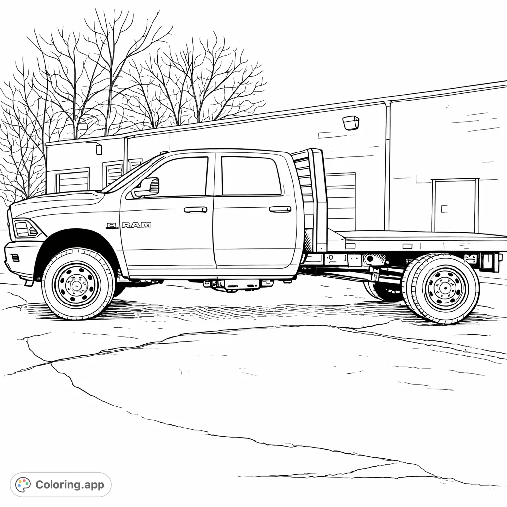 Heavy Duty Flatbed Truck - Coloring.app