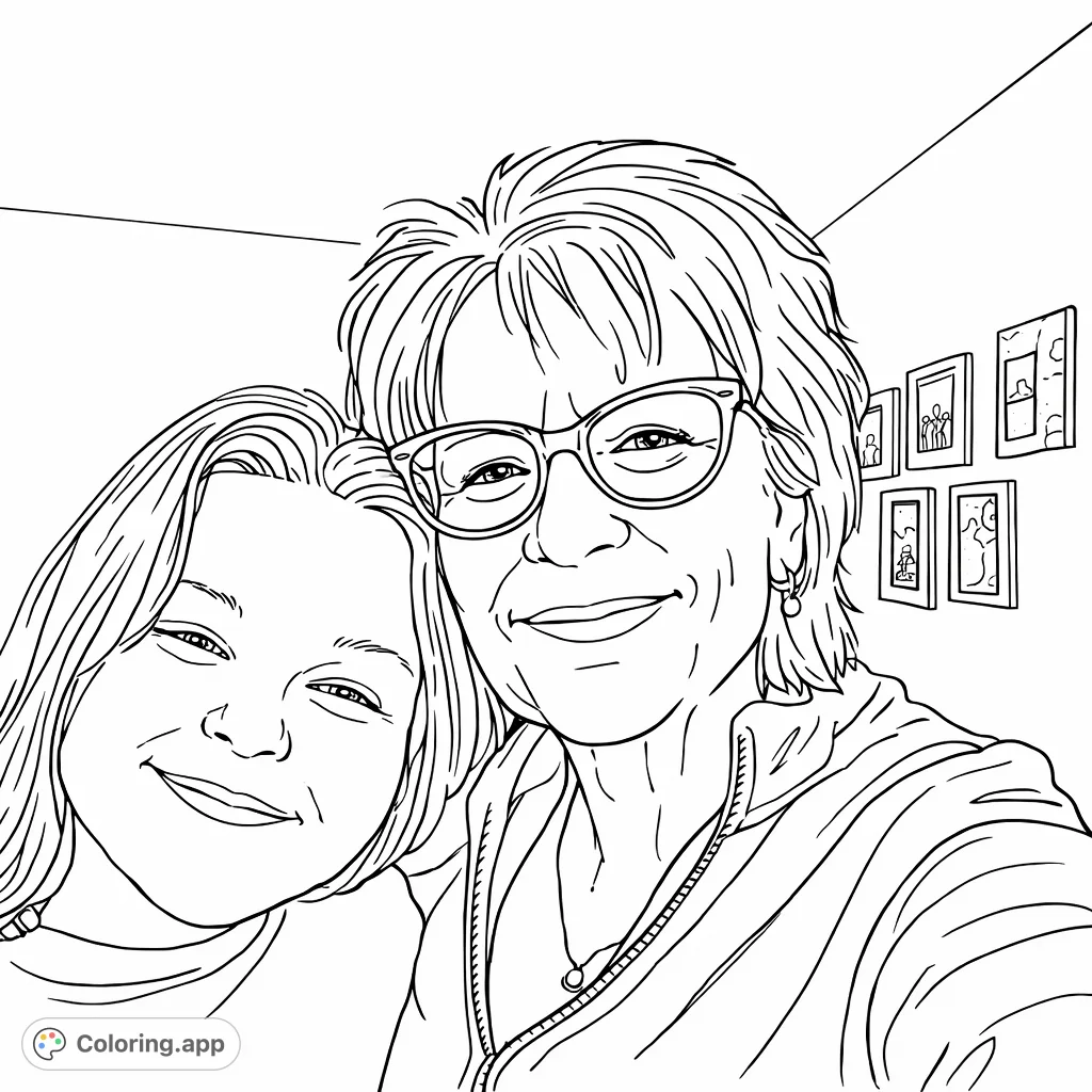 Generational Embrace Portrait - Coloring.app