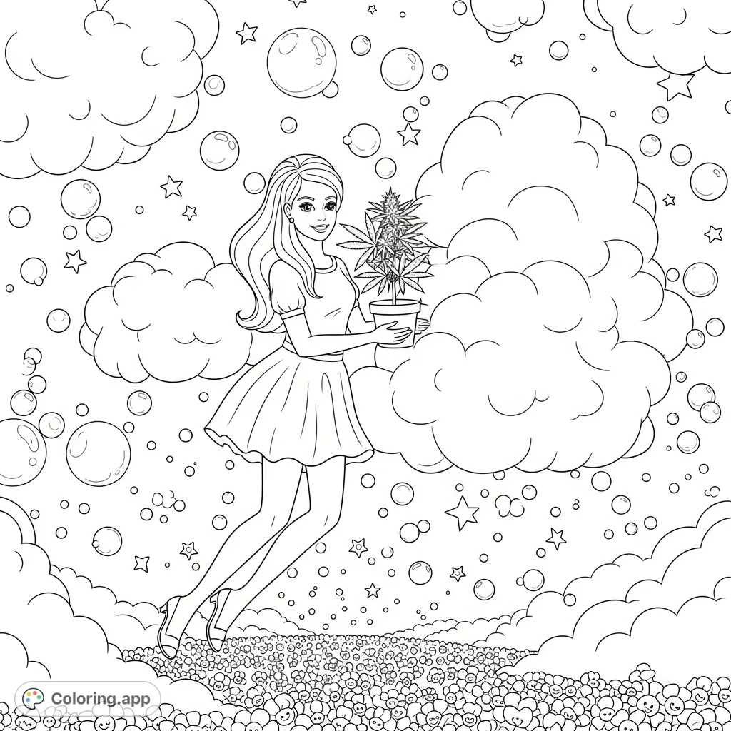 Barbie's Whimsical Plant Dream - Coloring.app