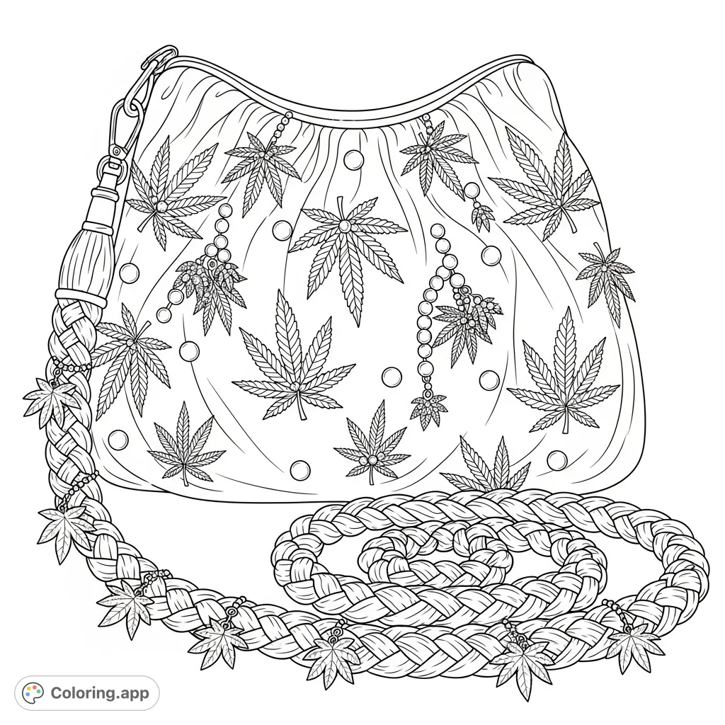 Cannabis Leaf Design Purse - Coloring.app