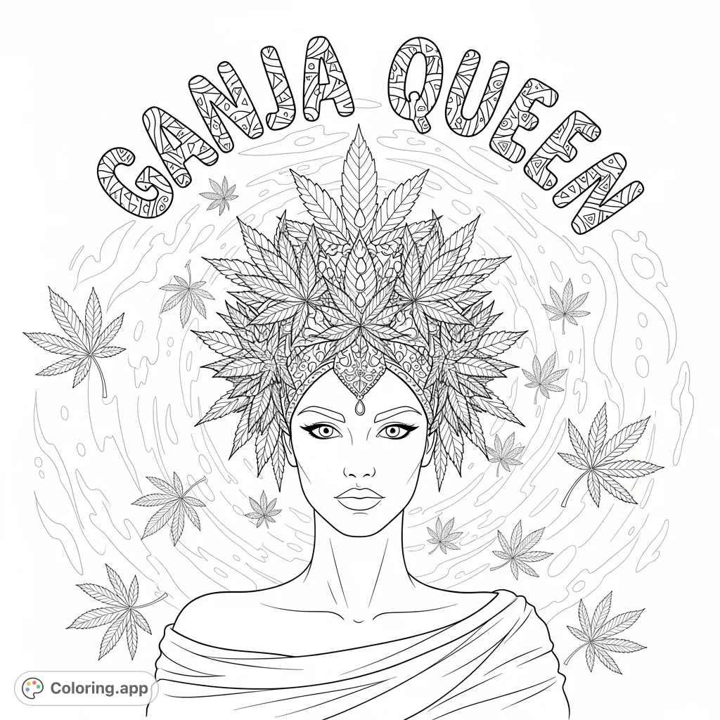 Cannabis Queen's Gaze - Coloring.app