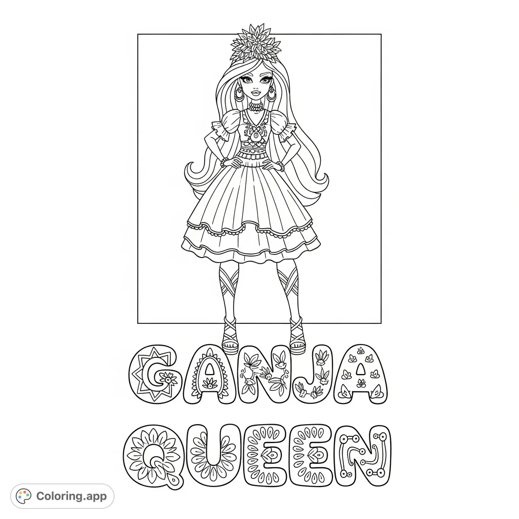 Ganja Queen Fashion Doll - Coloring.app