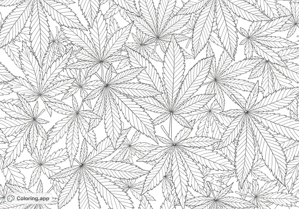 Intricate Cannabis Leaf Pattern - Coloring.app