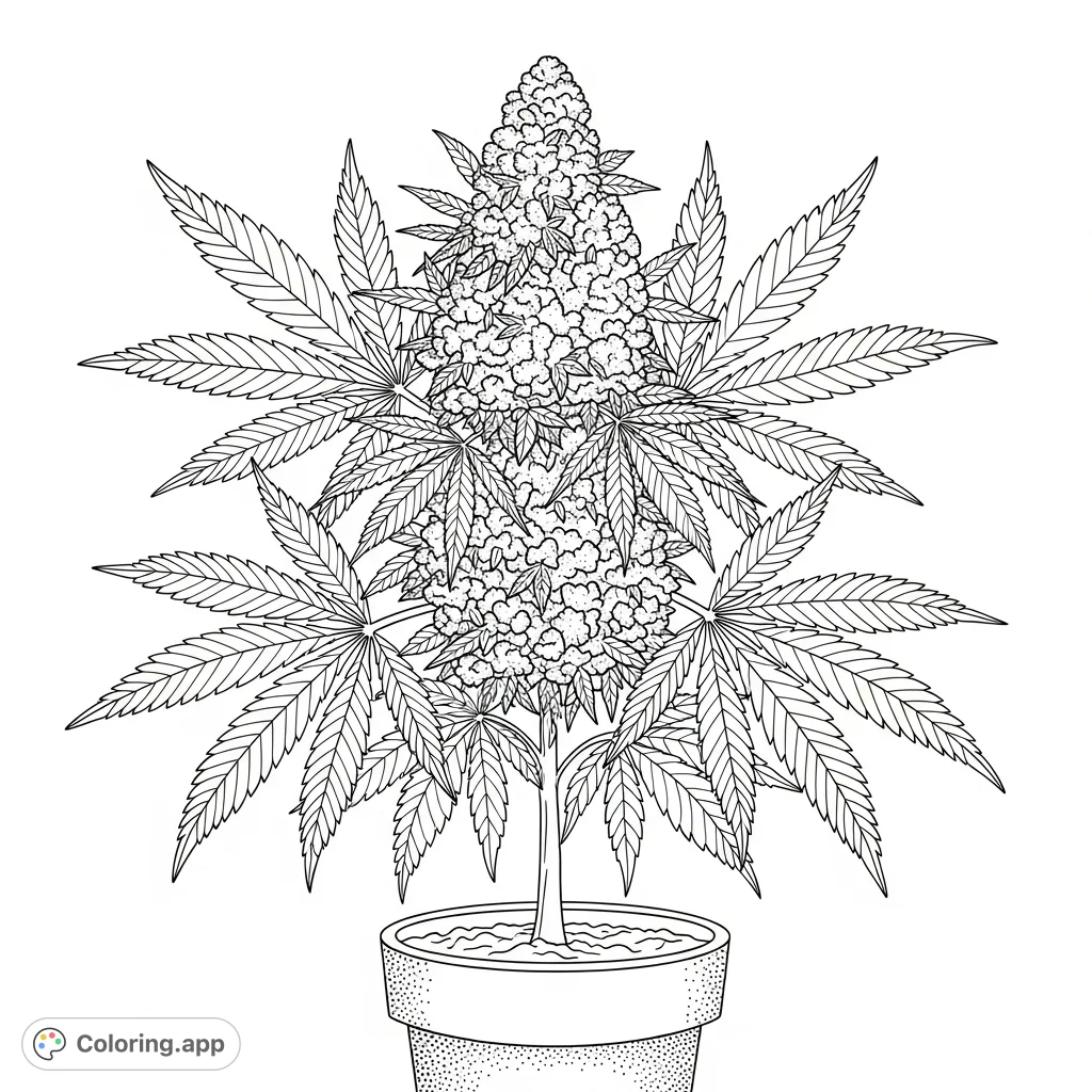 Lush Cannabis Plant - Coloring.app