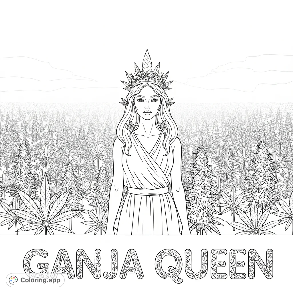 Majestic Cannabis Queen - Coloring.app