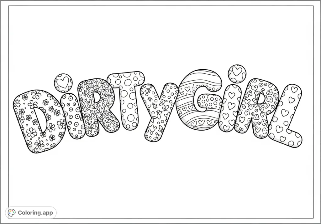 Patterned DirtyGirl Letters - Coloring.app