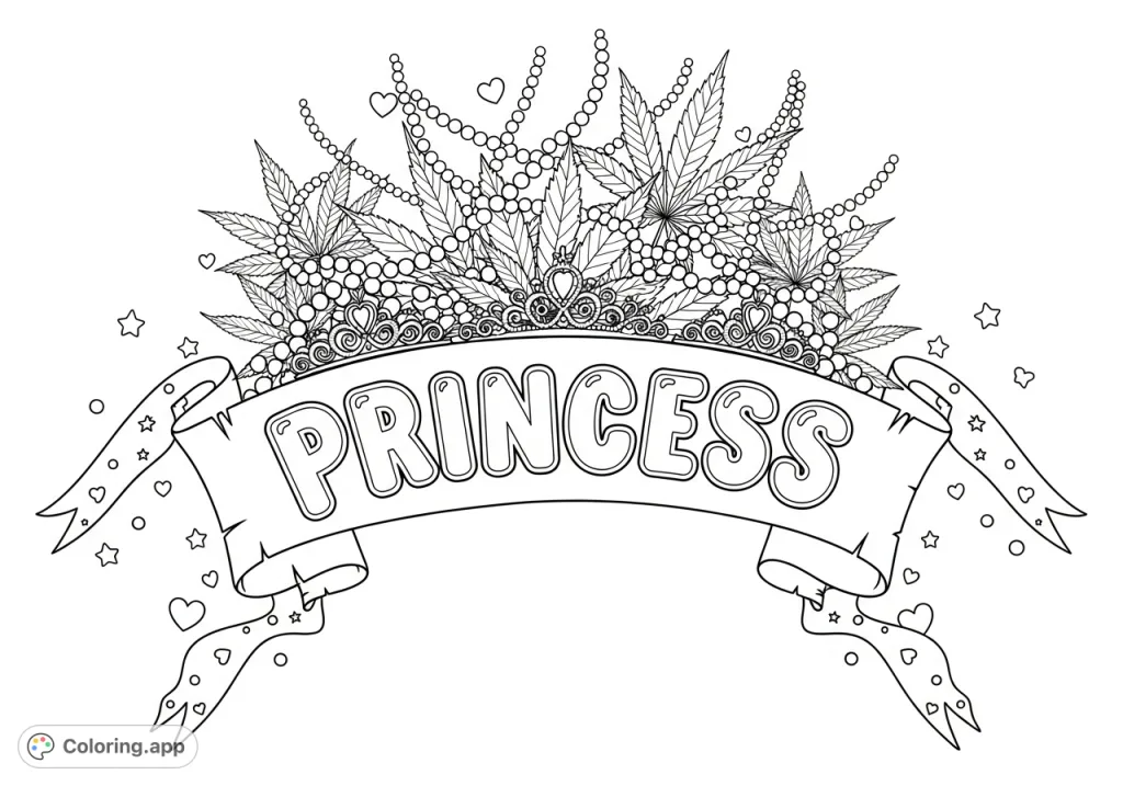 Princess Cannabis Pearl Crown - Coloring.app