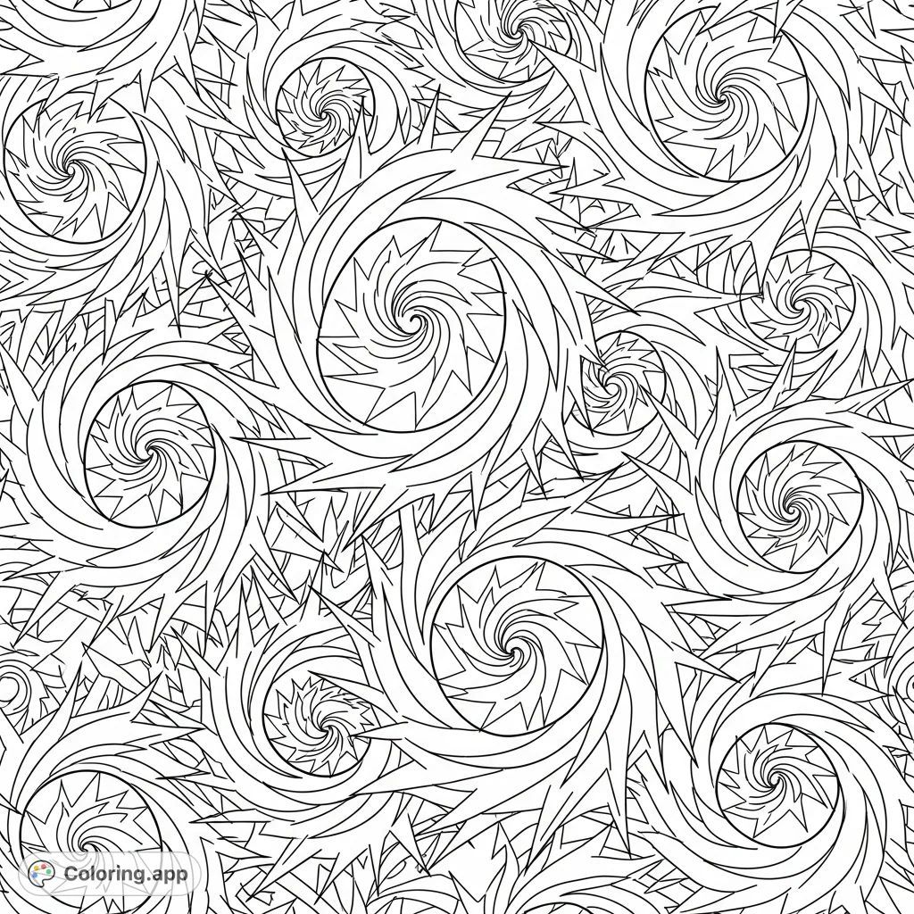 Sharp-Edged Abstract Swirls - Coloring.app