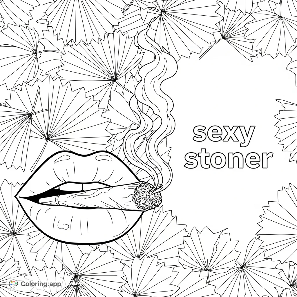 Stoner Lips and Leaf - Coloring.app