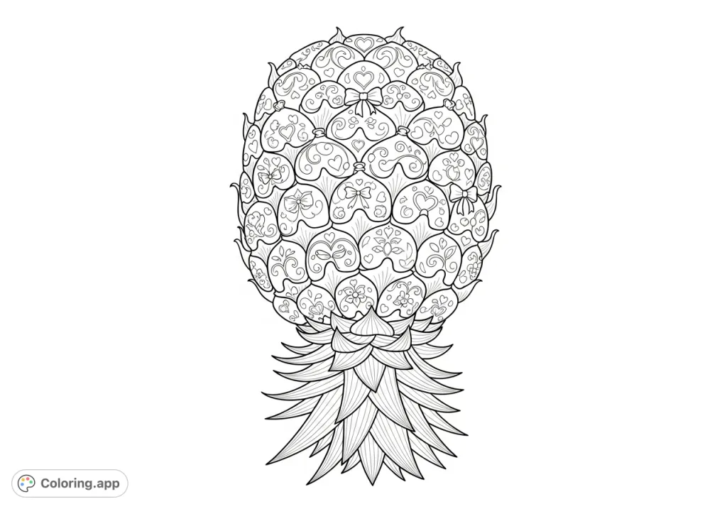 Upside Down Patterned Pineapple - Coloring.app