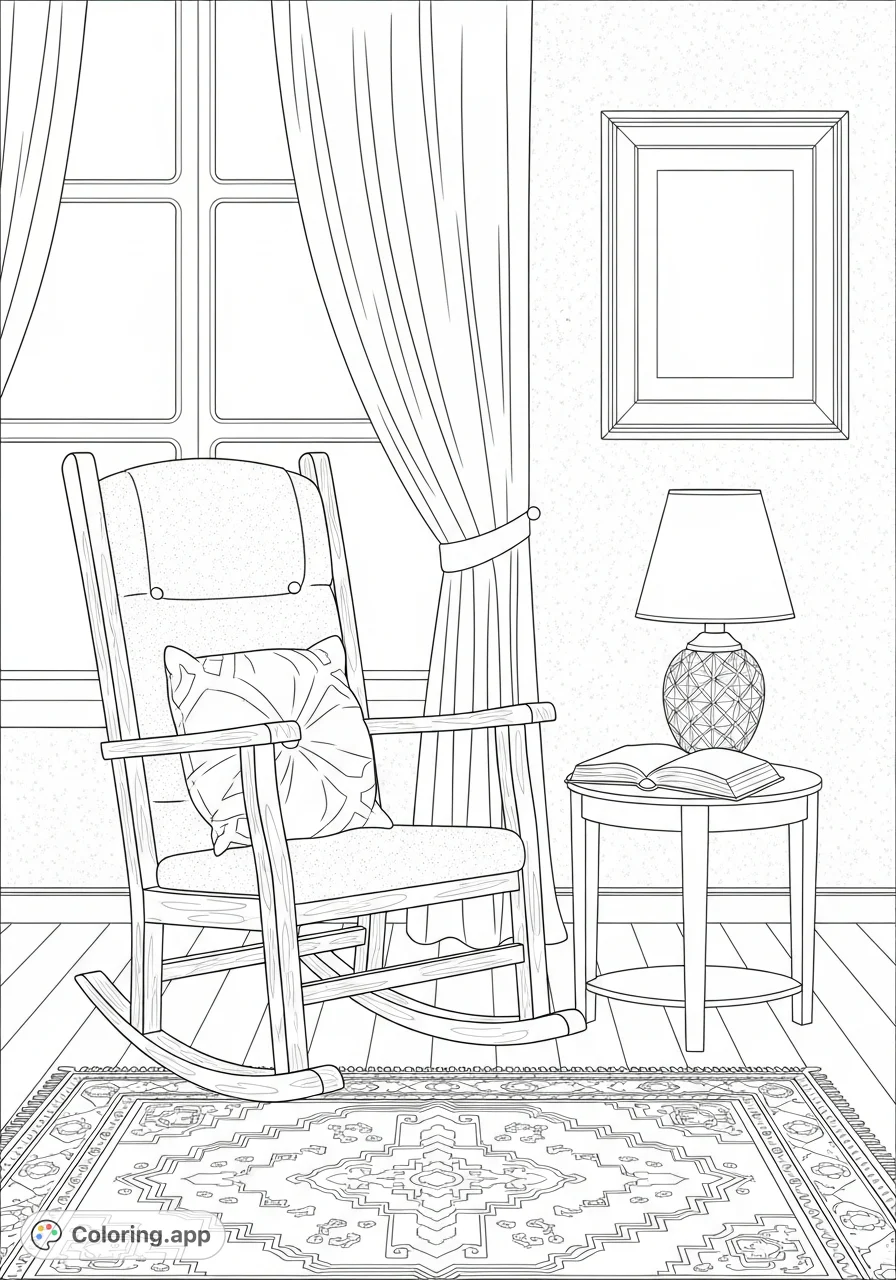 Cozy Living Room Comfort - Coloring.app
