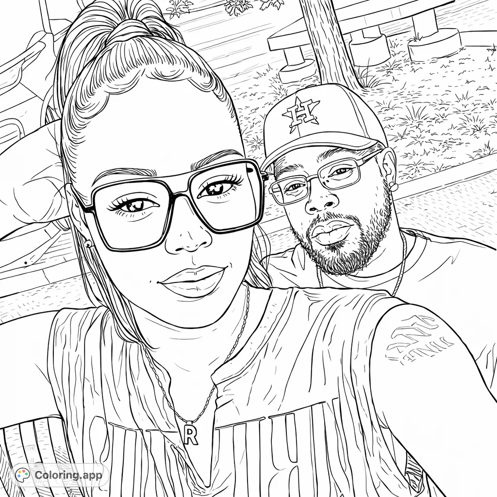 Stylish Couple Urban Portrait - Coloring.app