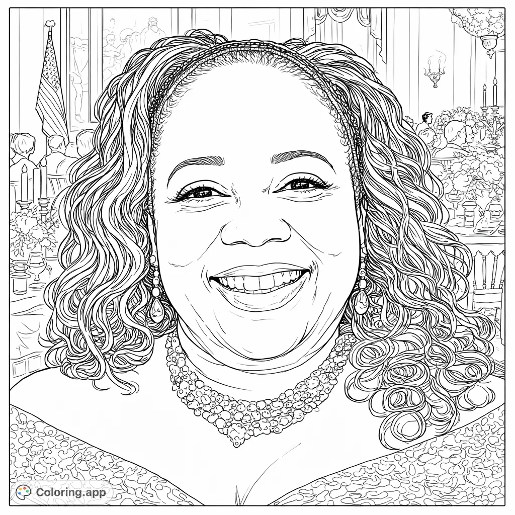 Elegant Woman at Formal Gala - Coloring.app