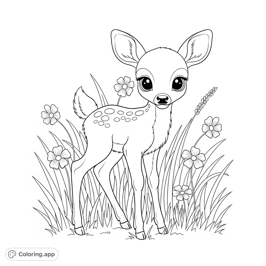 Graceful Baby Deer - Coloring.app