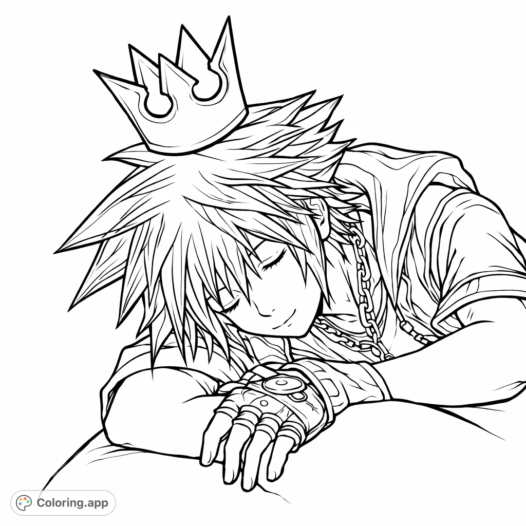 Sleeping Spiky-Haired Hero - Coloring.app