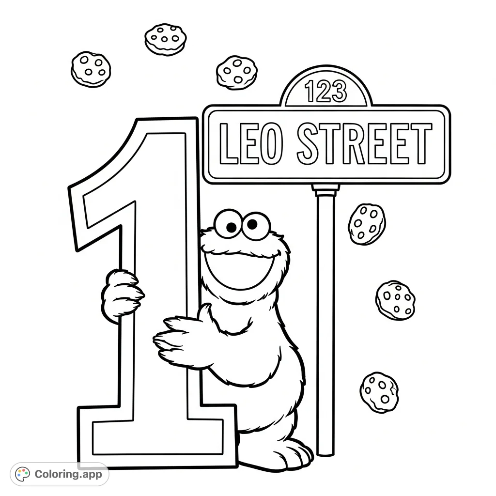 Cookie Monster's Street Number - Coloring.app