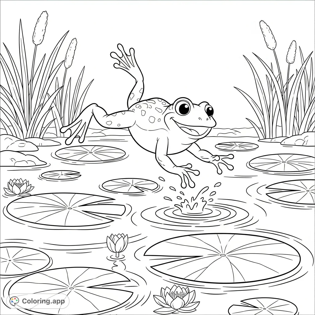 Jovial Frog Leap - Coloring.app