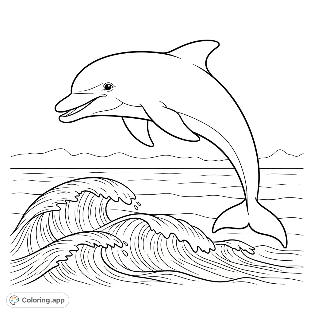 Smiling Dolphin Leap - Coloring.app