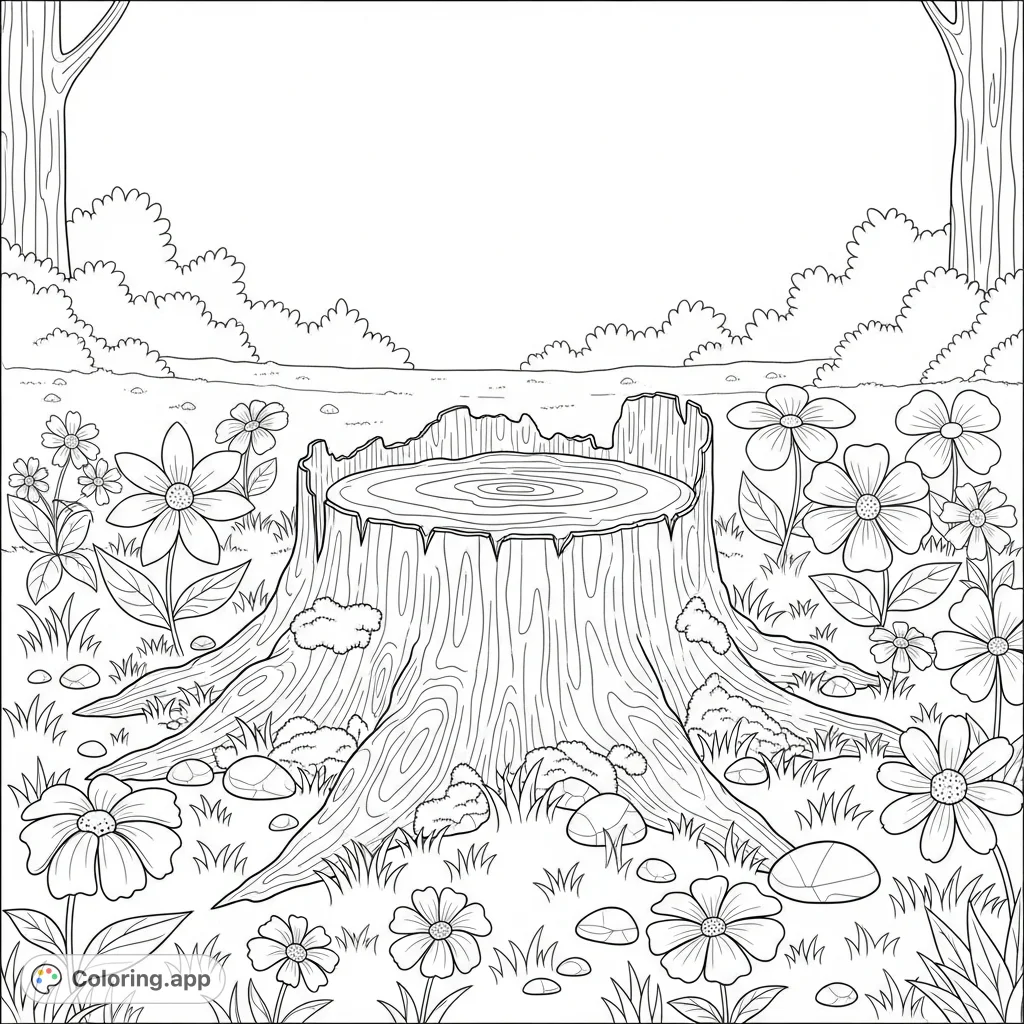 Forest Clearing with Flowers - Coloring.app
