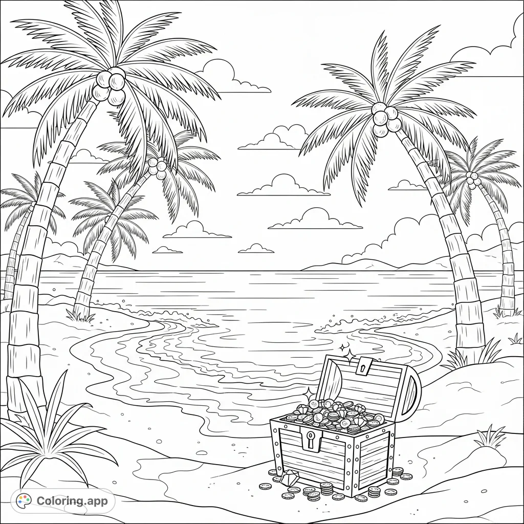Tropical Island Treasure Adventure - Coloring.app
