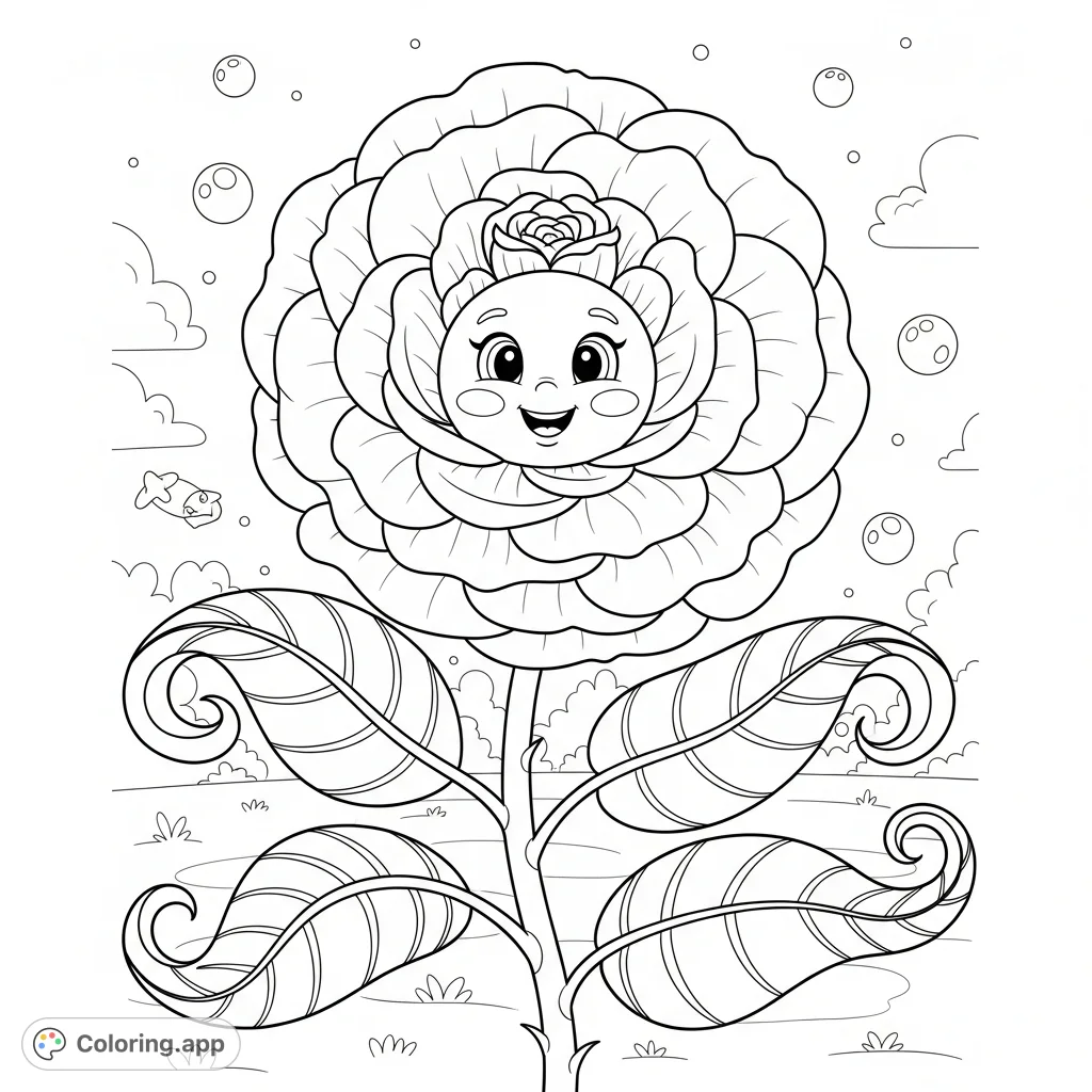 Happy Rose Garden Bloom - Coloring.app