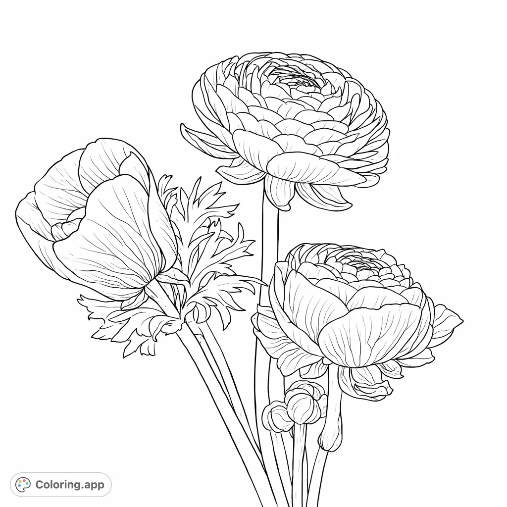 Layered Flower Blooms - Coloring.app