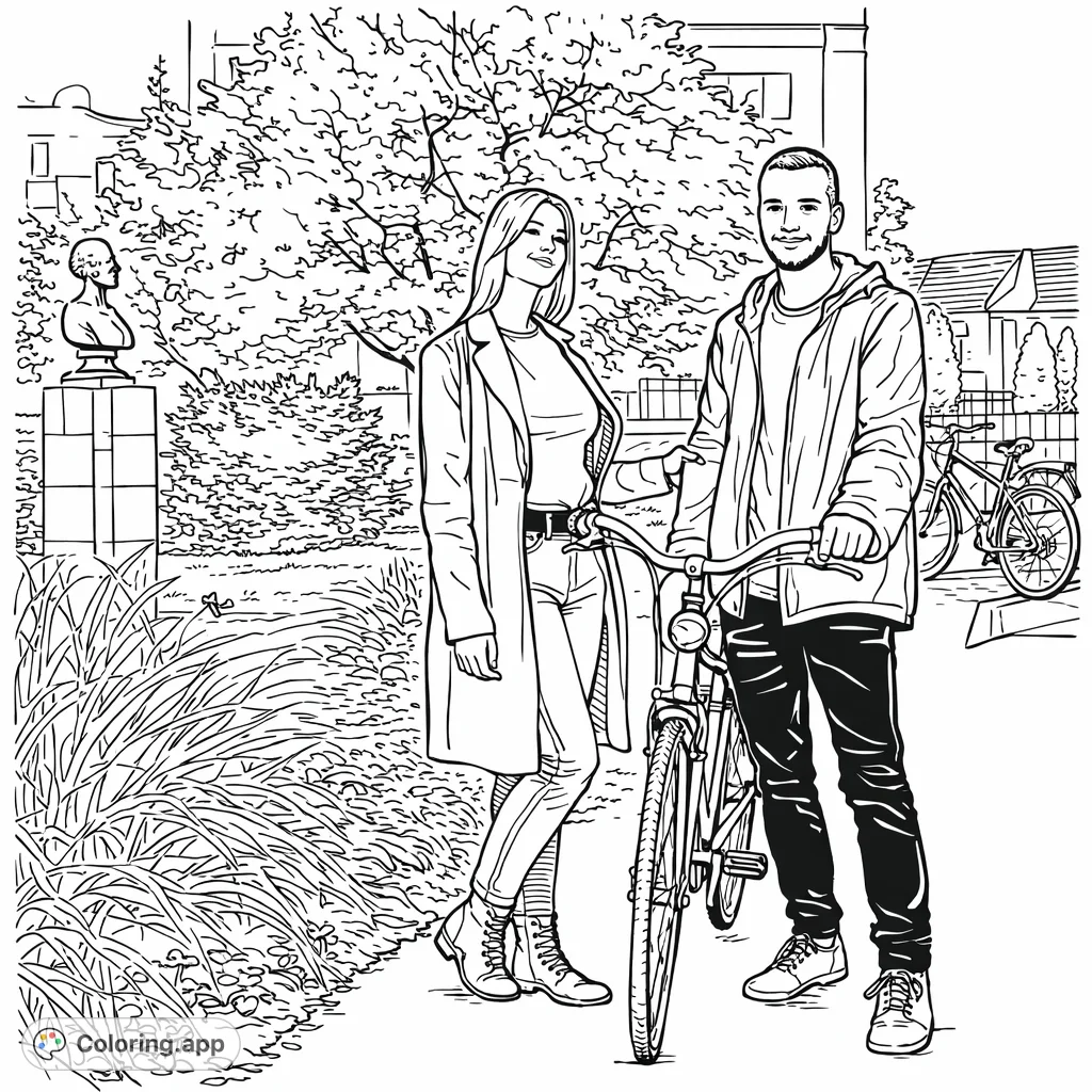 Park Friends with Bicycle - Coloring.app