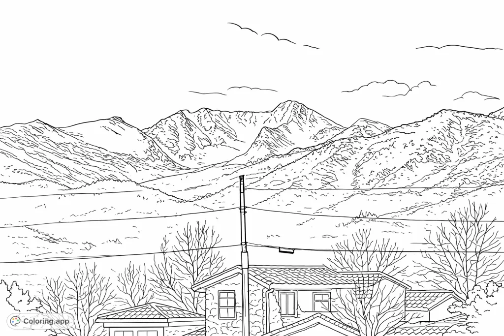 Majestic Mountain Vista - Coloring.app