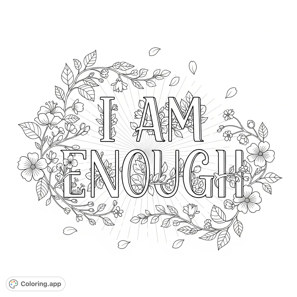 Affirmation Floral Script - Coloring.app