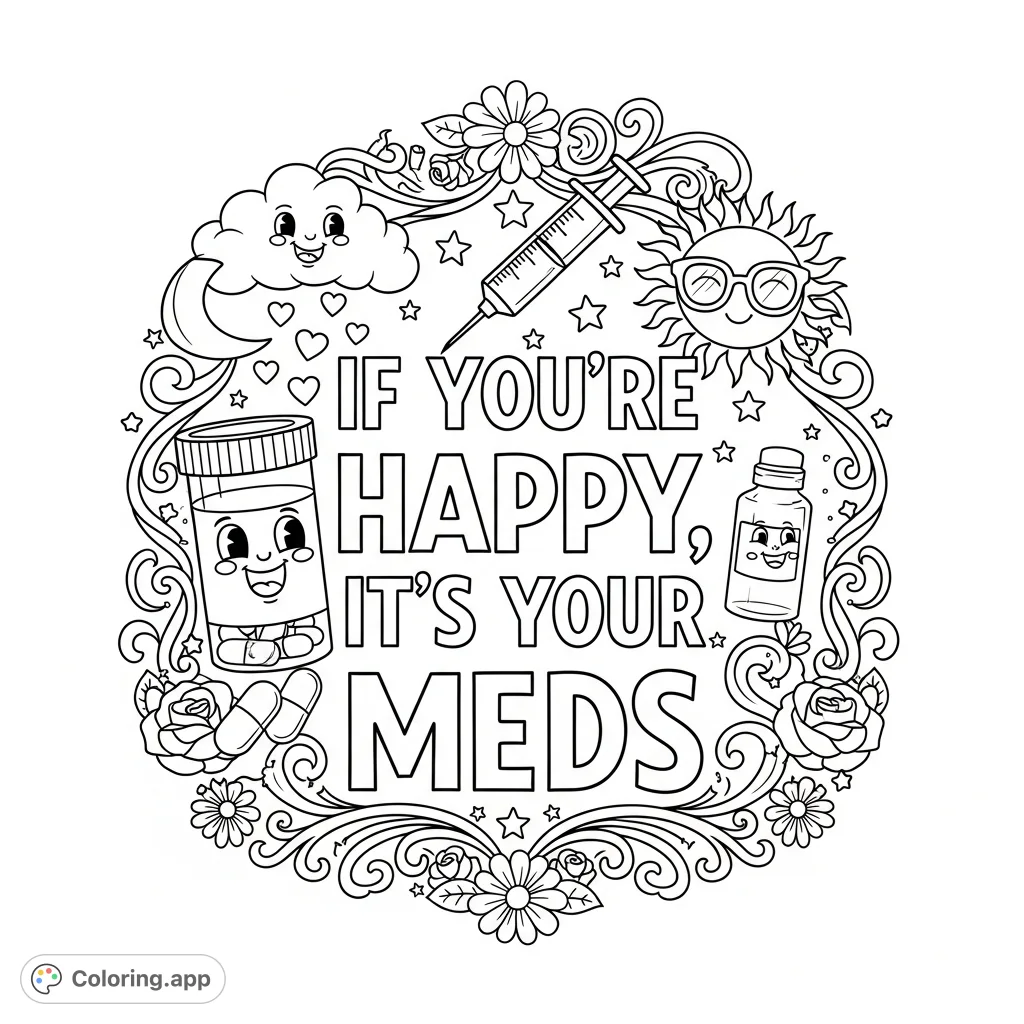 Whimsical Meds Message - Coloring.app