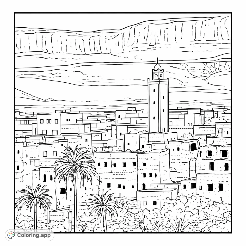Ancient Desert Cityscape - Coloring.app