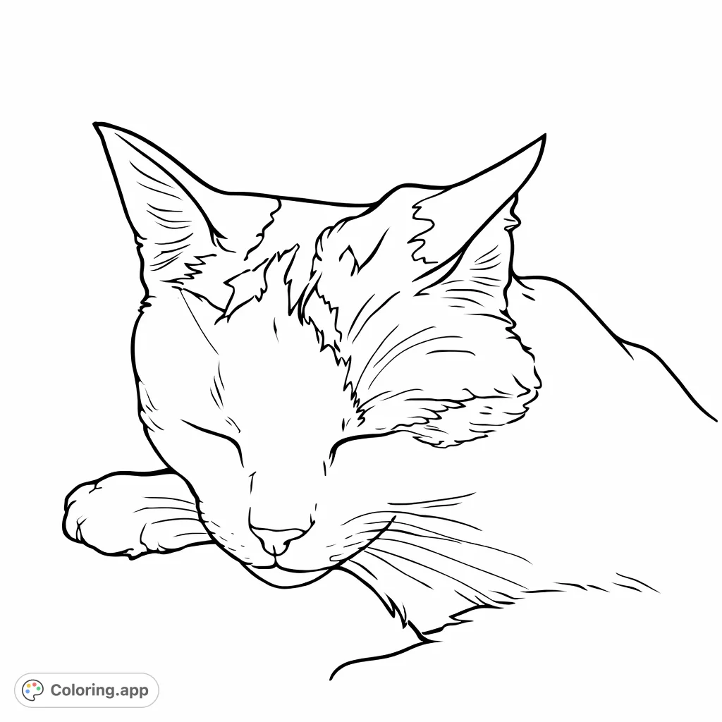 Sweet Dreaming Cat Nap - Coloring.app