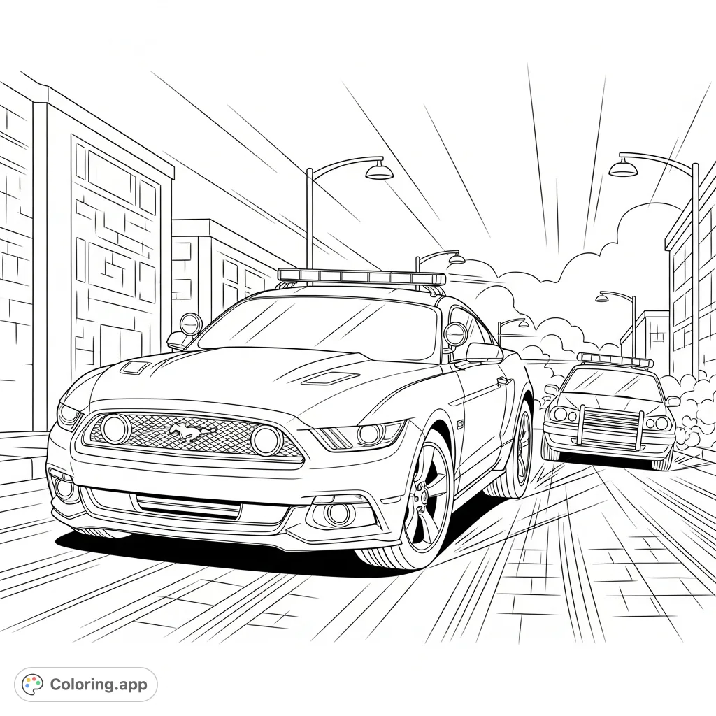 Mustang Police Chase - Coloring.app