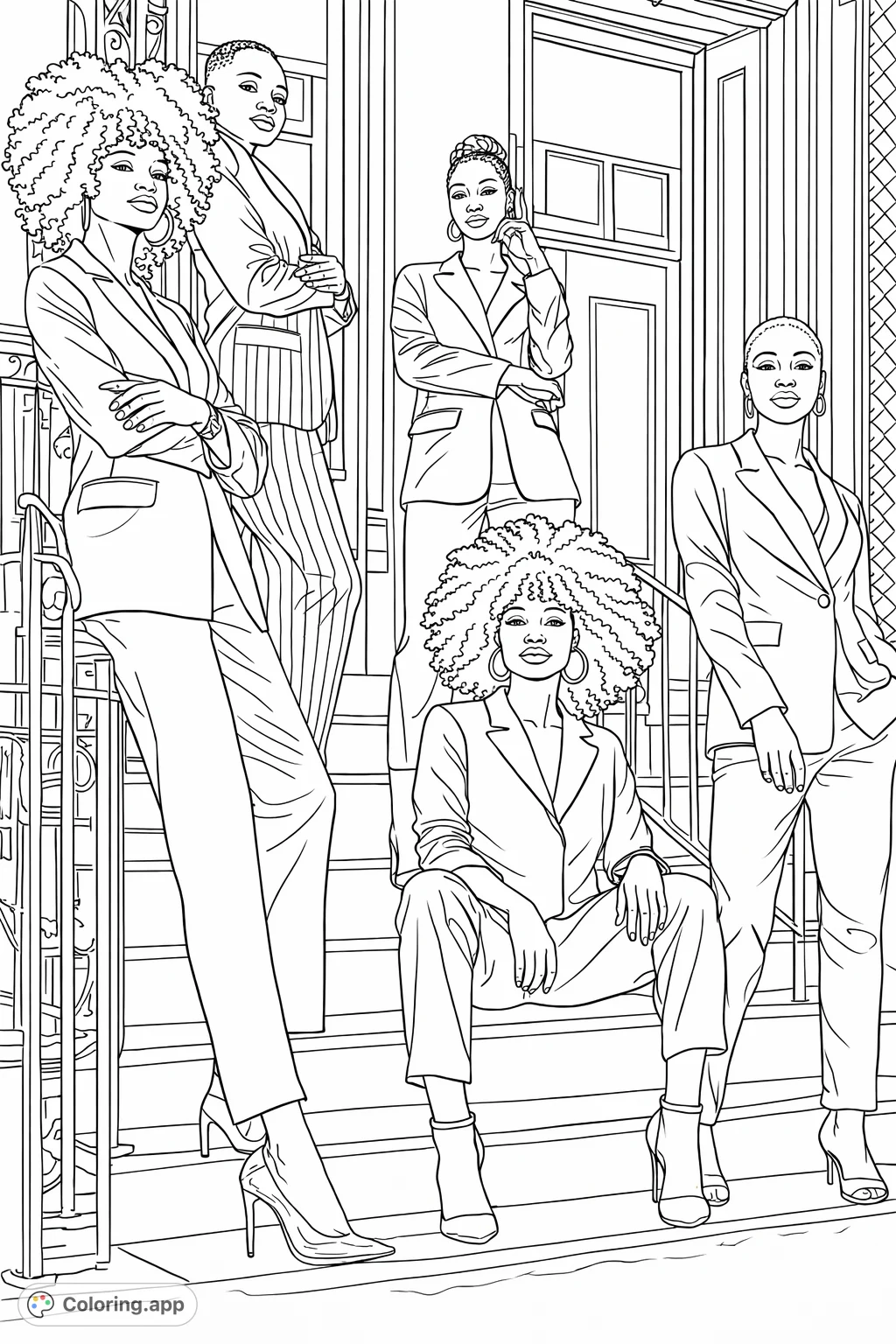 Stylish Power Suits Ensemble - Coloring.app