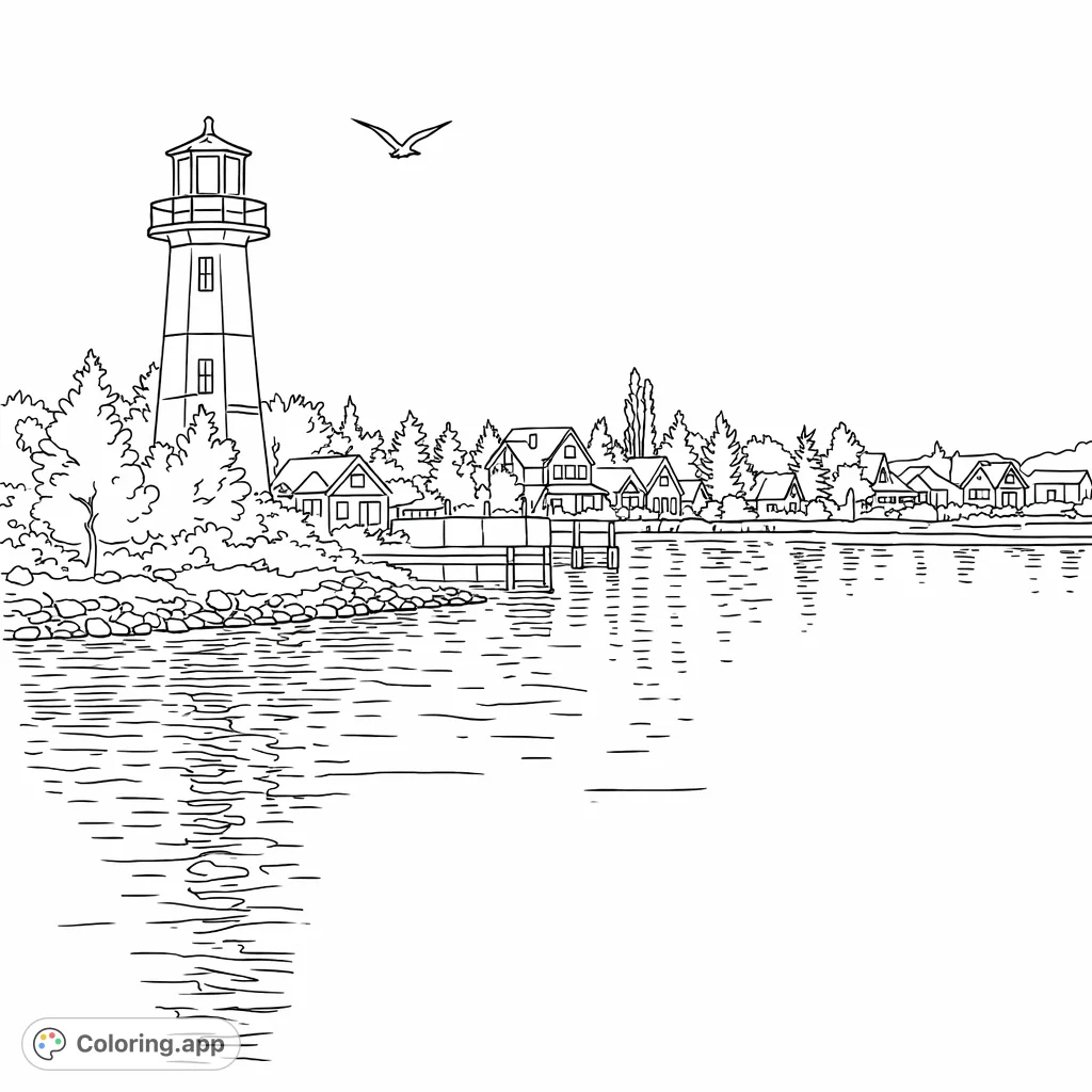 Lighthouse at Shoreline Village - Coloring.app