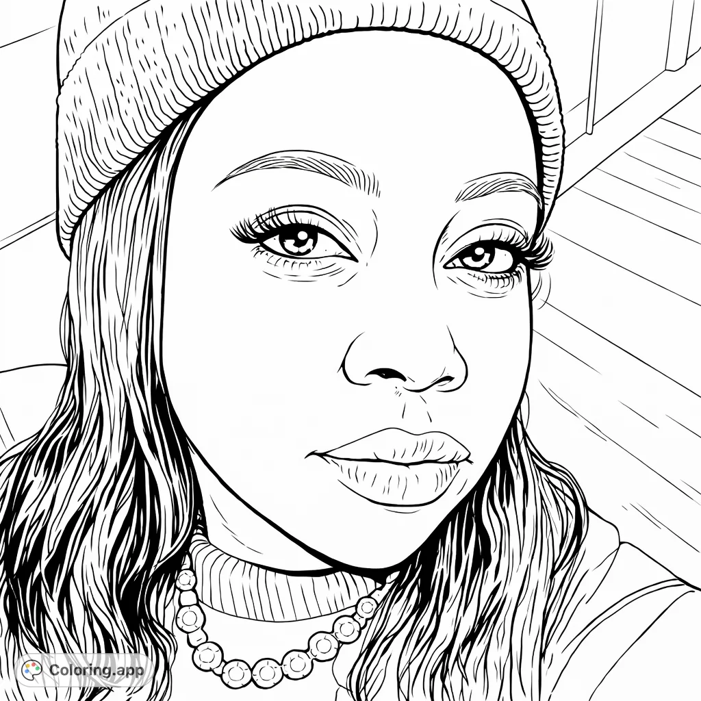 Elegant Portrait with Necklace - Coloring.app