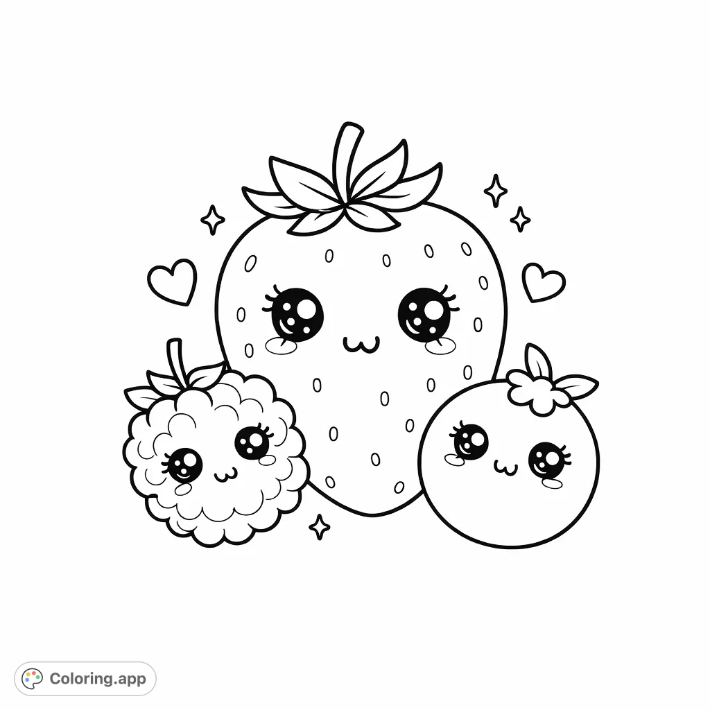 Kawaii Berry Friends - Coloring.app