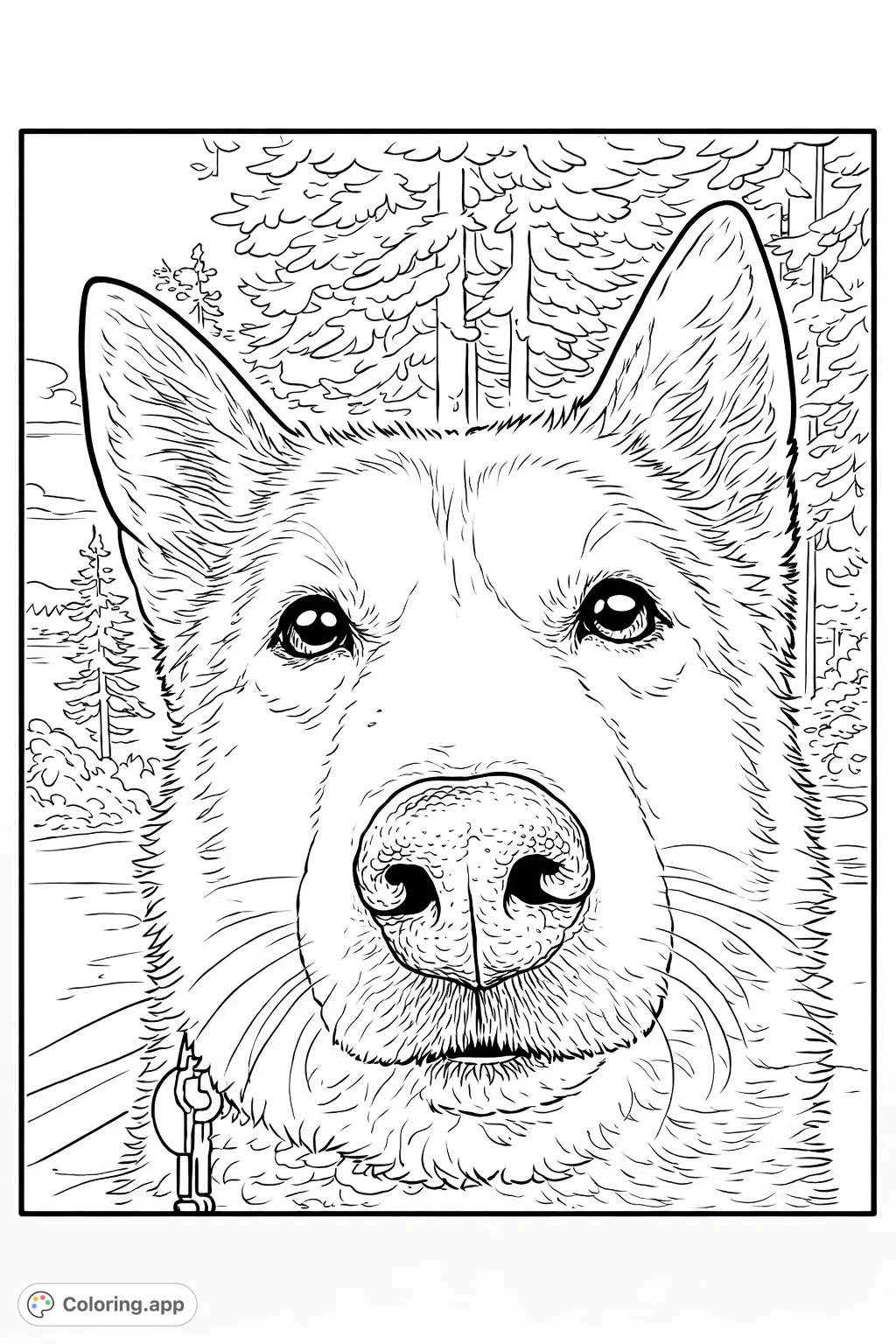 Friendly Canine Portrait - Coloring.app