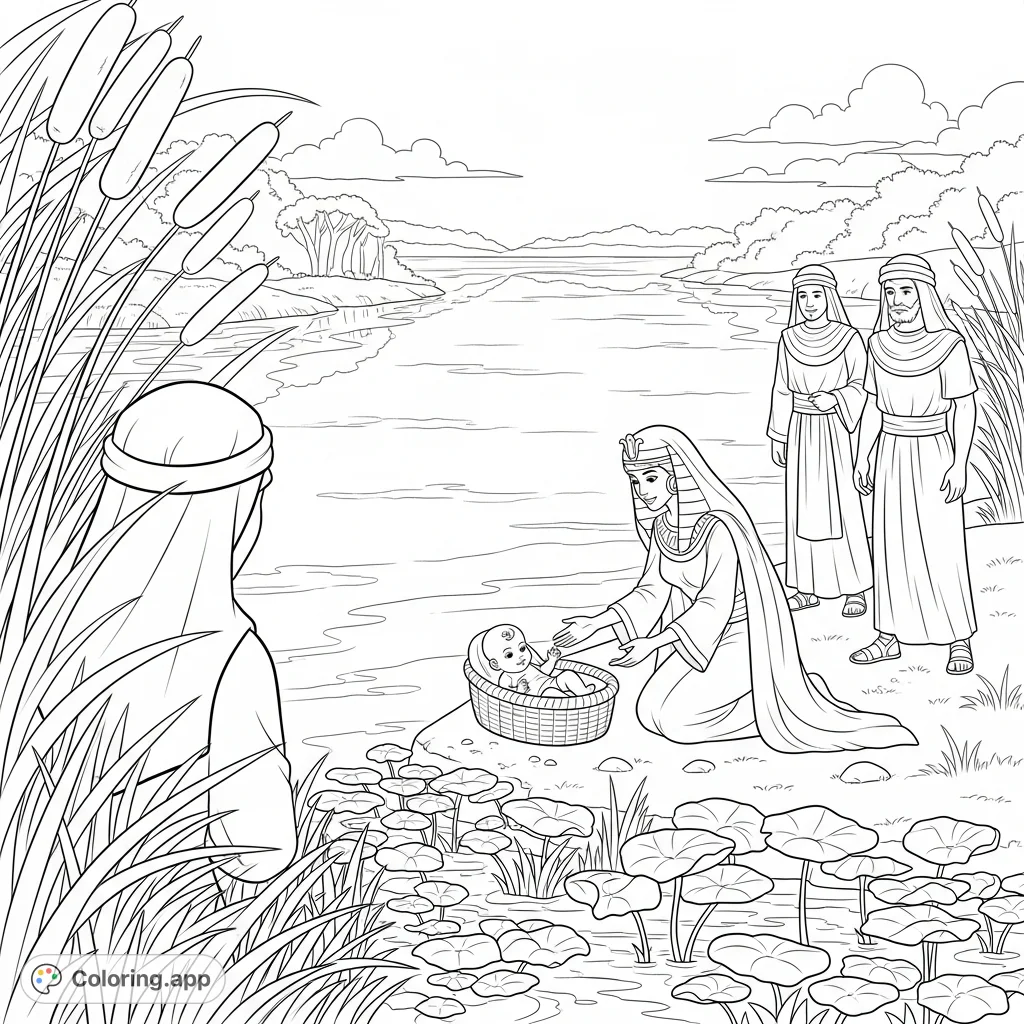 Discovery of Baby Moses - Coloring.app
