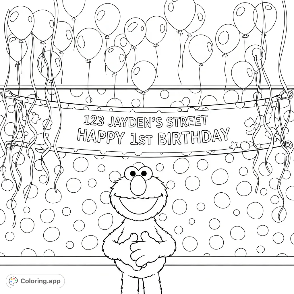 Elmo's Happy 1st Birthday - Coloring.app
