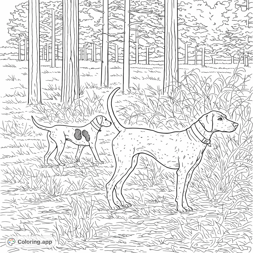 Dogs in a Grassy Field - Coloring.app