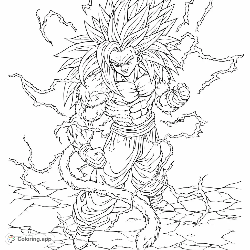 Mighty Anime Warrior Unleashed Power - Coloring.app