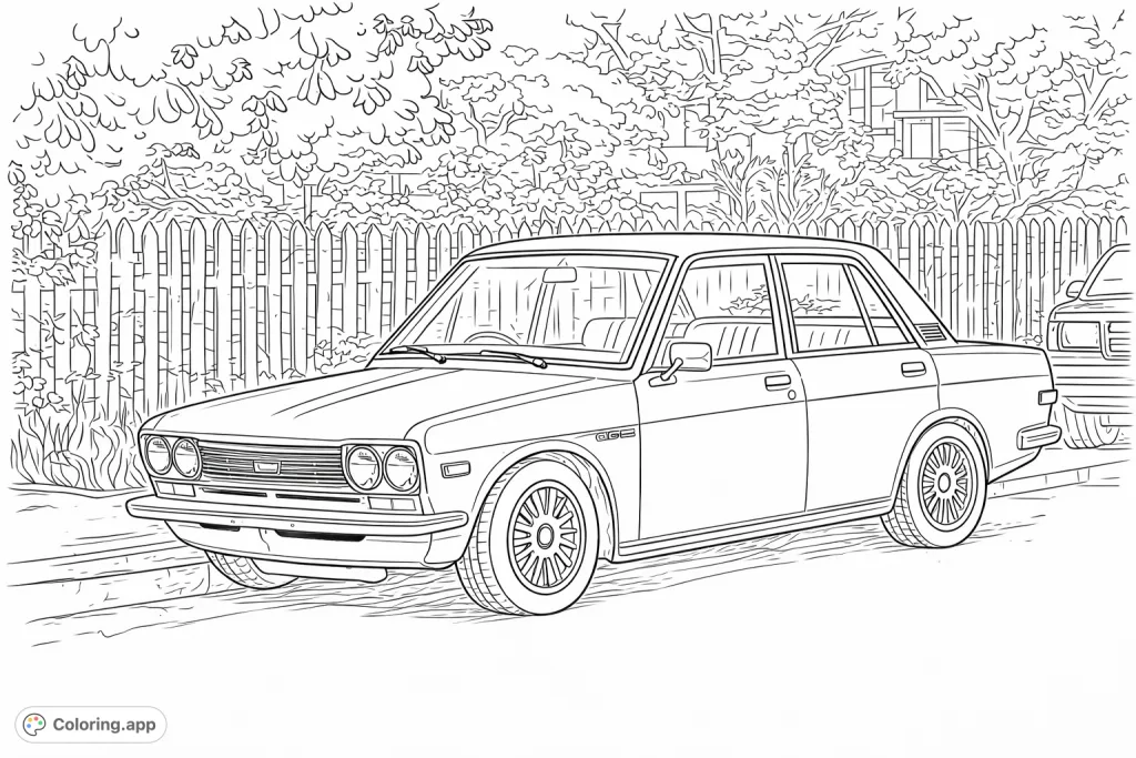 Vintage Sedan by Picket Fence - Coloring.app